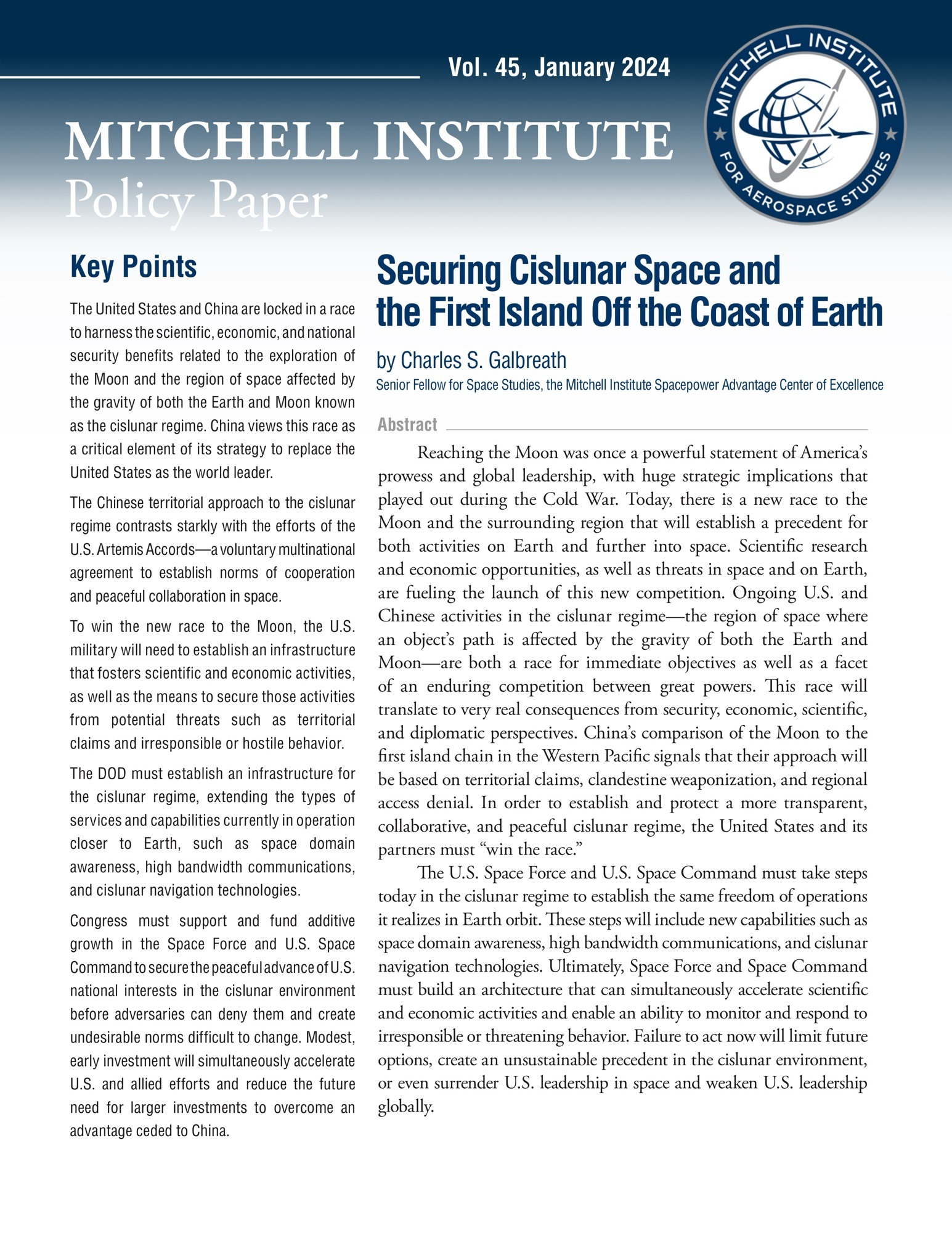 Paper: Securing Cislunar Space and the First Island Off the Coast of ...